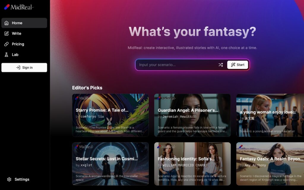 MidReal: Co-create Interactive Stories with AI - AI Tools | AI Tools