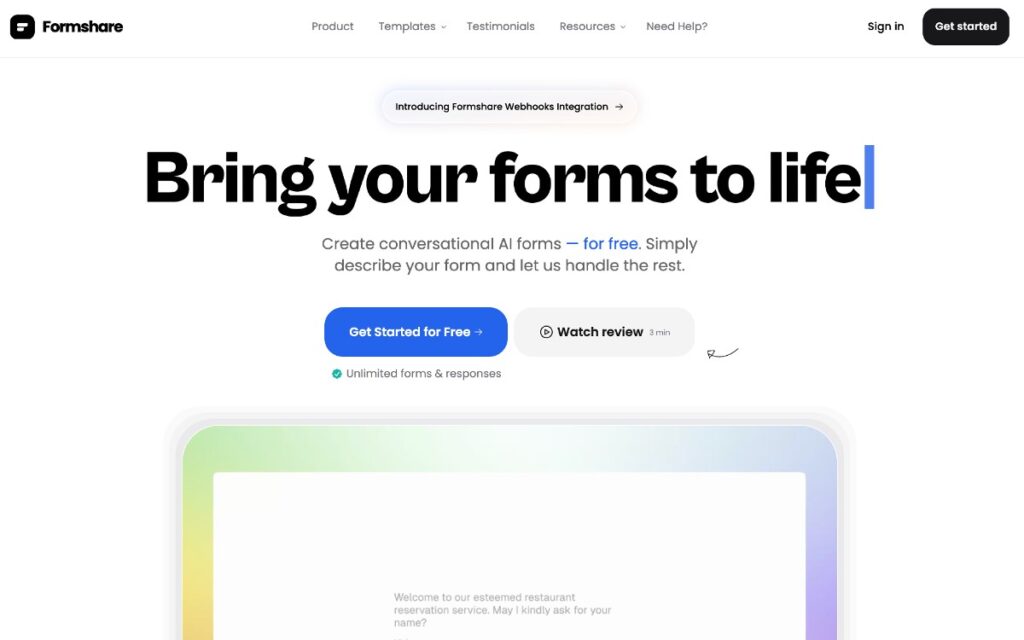 Formshare: Build Interactive & Conversational AI Forms - AI Tools | AI Tools